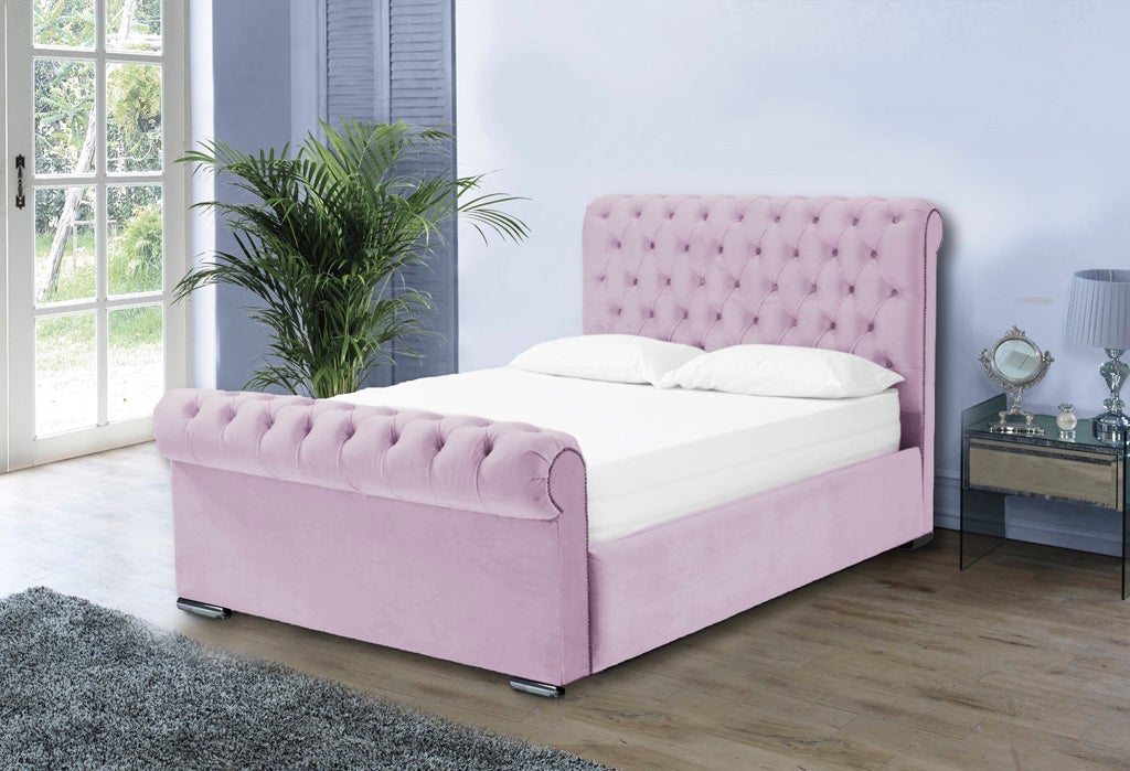 Benito 4ft 6 Ottoman Bed Frame Velvet Pink