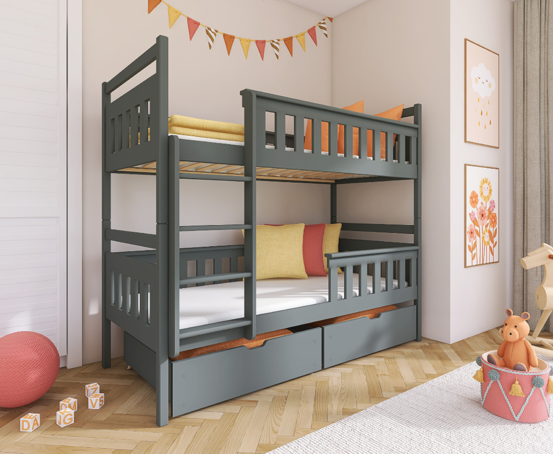 Tezi Storage Bunk Bed - Anthracite – OGEL KIDS BEDS