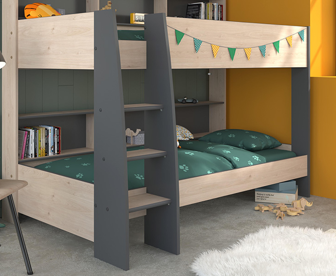 Aslan Bunk Bed - Oak & Anthracite – OGEL KIDS BEDS
